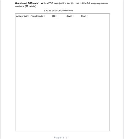 Solved Question FORmula Write A FOR Loop Just The Chegg