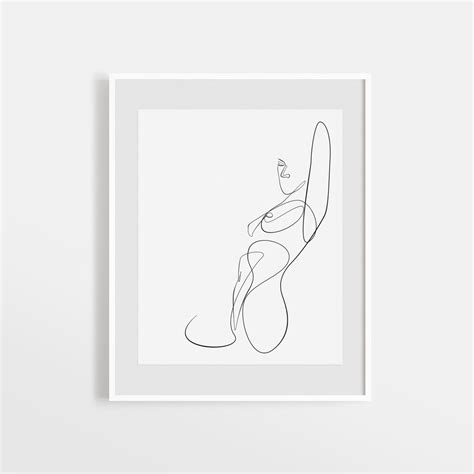 Woman Line Art Drawing Female Body Sketch Abstract Erotica Etsy