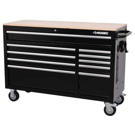 Husky Modular Tool Storage In W X In D Standard Duty Black Mobile Workbench Cabinet