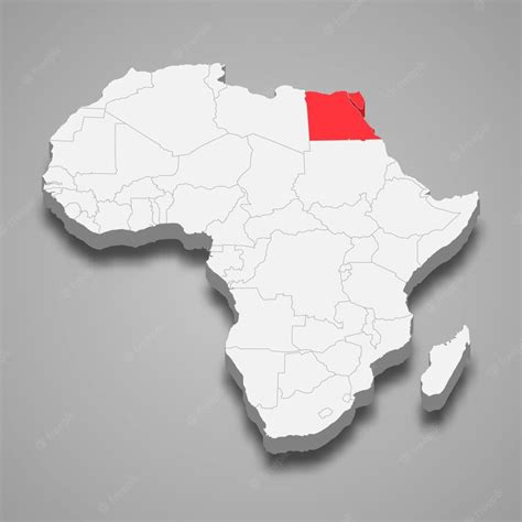 아프리카 3d 지도 내의 이집트 국가 위치 프리미엄 벡터