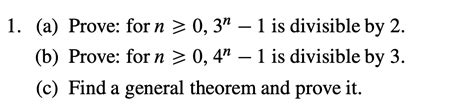 Solved A Prove For N⩾03n−1 Is Divisible By 2 B