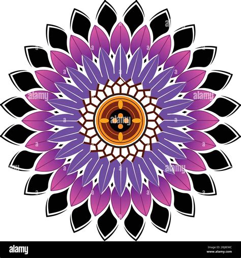 Blue Sphere Colourful Mandala Design On White Background Stock Vector