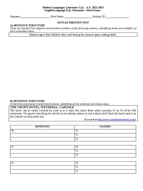 syntax english ii l11 mock exam pdf clause syntax