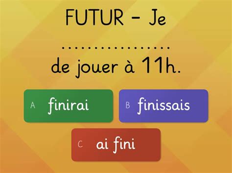 7 Finir Futur Imparfait Passé Composé Quiz