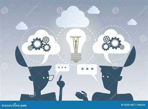 Brainstorming Process Concept Thinking Process And Brain Activity Silhouette Human Head With