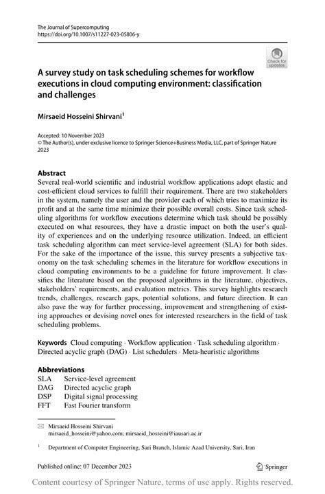 A Survey Study On Task Scheduling Schemes For Workflow Executions In