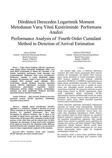 Pdf Performance Analysis Of Fourth Order Cumulant Method In Direction