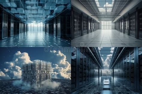 Cloud Infrastructure Revealed 3d Rendering Of Data Center Stock