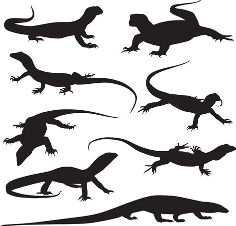 Lizard Silhouette Set 15826963 Vector Art At Vecteezy