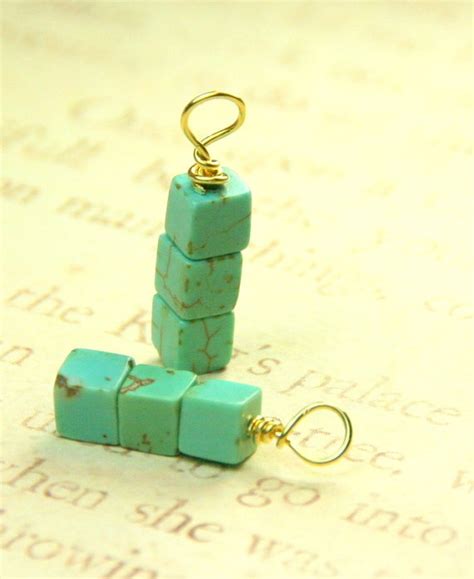 Turquoise Cube Stacked Dangle Earrings