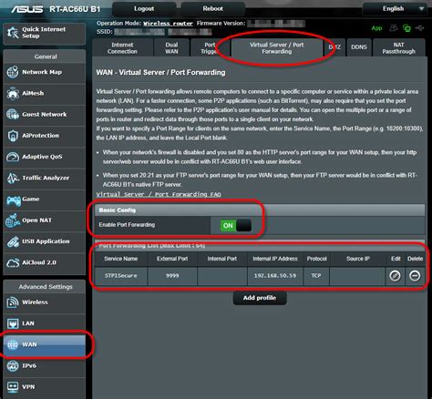 Task Configure Port Forwarding
