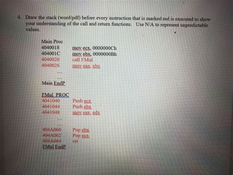 Solved 4 Draw The Stack Wordpdf Before Every Instruction