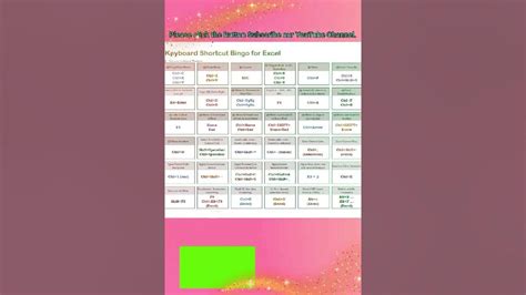 Keyboard Bingo For Excel Computereducational Shortcutkeys Computer