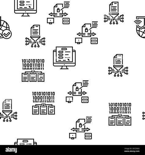 Ssh Sftp File Transfer Protocol Icons Set Vector Stock Vector Image