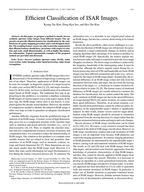 pdf efficient classification of isar images