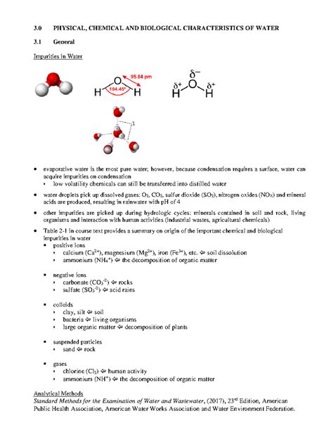 3 Physcial Chemical Biological Characteristics Of Water 3 0 Physical Chemical And