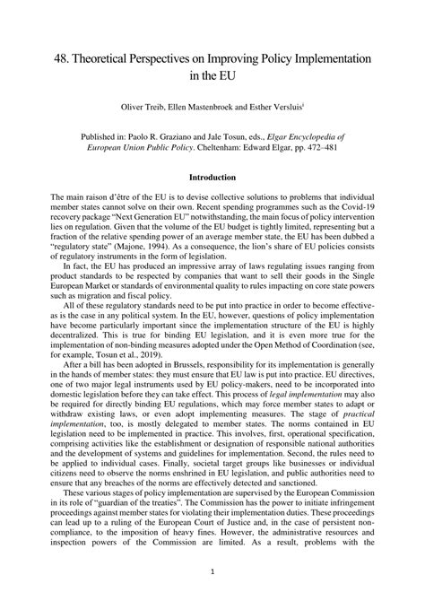 Pdf Theoretical Perspectives On Improving Policy Implementation In The Eu