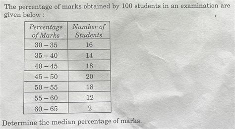Determine The Median Percentage Of Marks From Given Data Brainly In