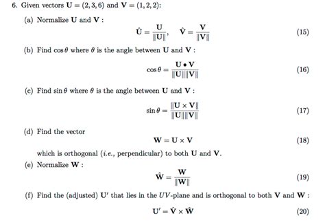 Solved Given Vectors U 2 3 6 And V 1 2 2