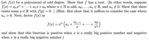 Solved Let F X Be A Polynomial Of Odd Degree Show Chegg Com