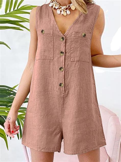 Aiertu Stylish Women V Neck Sleeveless Rompers Summer Jumpsuits Short