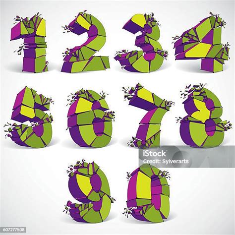3d 벡터 다채로운 와이어프레임 숫자 집합이 조각으로 나뉘다 벡터에 대한 스톡 벡터 아트 및 기타 이미지 벡터 부분의 0 Istock