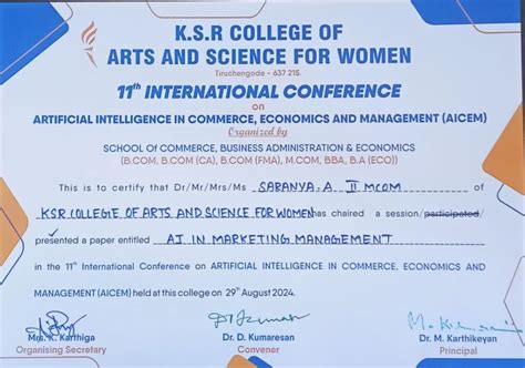 Saranya Arjunan On Linkedin I Have Presented A Paper Entitled Ai In Marketing Management In The