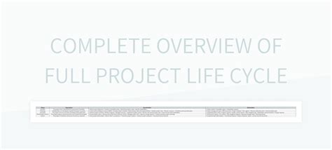Complete Overview Of Full Project Life Cycle Excel Template And Google Sheets File For Free