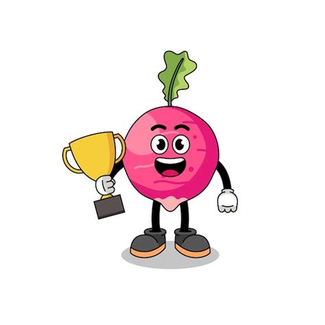 Premium Vector Cartoon Mascot Of Radish Holding A Trophy