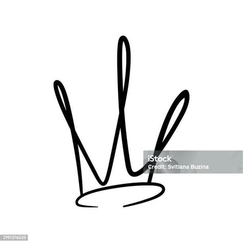 왕관은 검은 색 마커로 손으로 그려져 있으며 흰색 배경 윤곽 스케치 벡터 낙서에 고립되어 있습니다 검은색에 대한 스톡 벡터 아트 및 기타 이미지 Istock