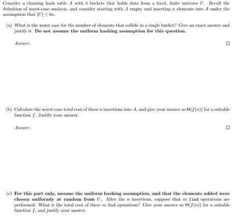 Solved Consider A Chaining Hash Table A With B Buckets That Chegg