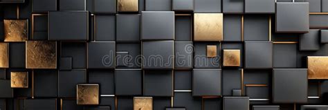 Stylish Artwork With Abstract Black And Gold Geometric Blocks And A Modern Luxurious Design