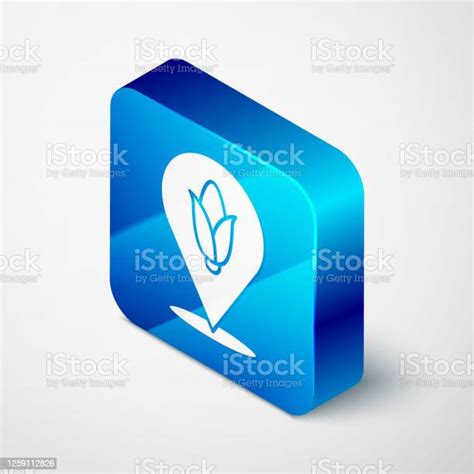 회색 배경에 격리 된 등색 위치 옥수수 아이콘 파란색 정사각형 버튼 벡터 3차원 형태에 대한 스톡 벡터 아트 및 기타 이미지 3차원 형태 건강한 생활방식 건강한