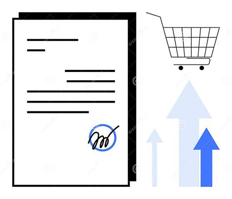 Business Contract With Shopping Cart And Growth Arrows Stock Vector Illustration Of Bstyle