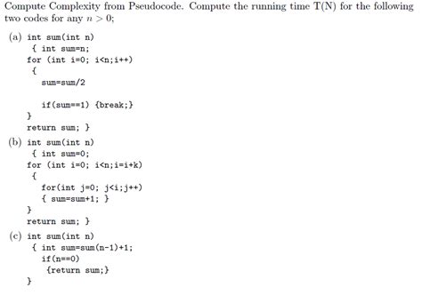 Solved Can I Get Some Help With These Complexity Computation