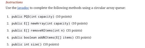Solved Instructions Use The Javadoc To Complete The