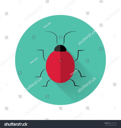 Illustration Red Bug Icon Over Green Stock Vector Royalty Free