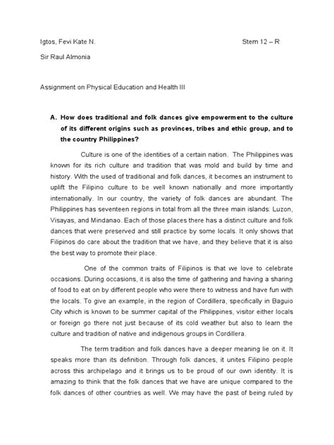 Pe Assignment Pdf Folk Music Philippines