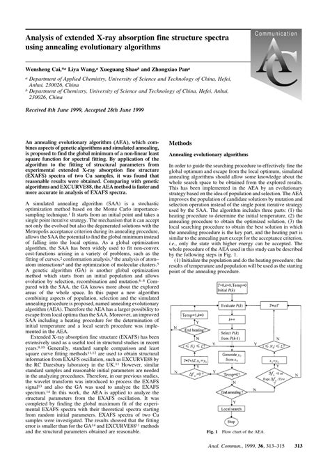 Pdf Analysis Of Extended X Ray Absorption Fine Structure Spectra
