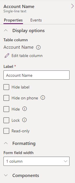 add configure move or delete columns on a form power apps