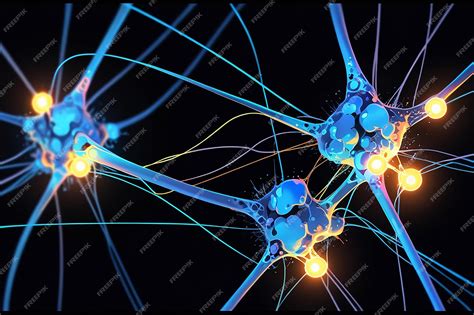 Digital Rendering Of An Active Neural Network With Glowing Synapses And