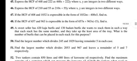 45 Express The Hcf Of 468 And 222 As 468x222y Where Xy Are Integers In