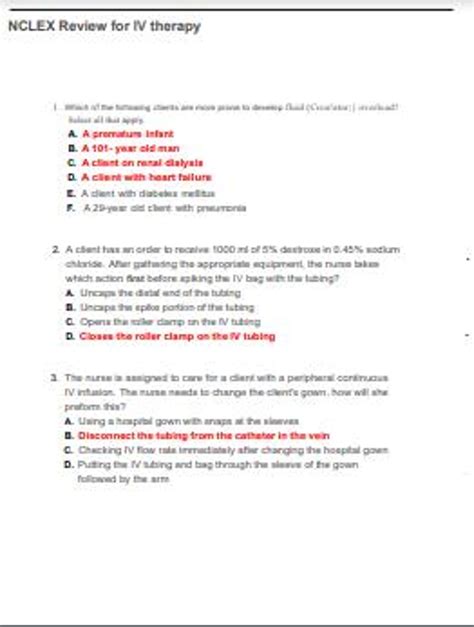Nclex Review For Iv Therapy Etsy
