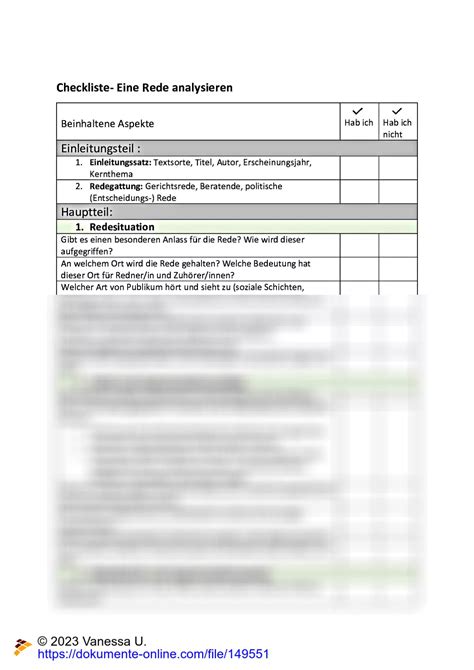 Checkliste Redeanalyse Aspekte 11 2022