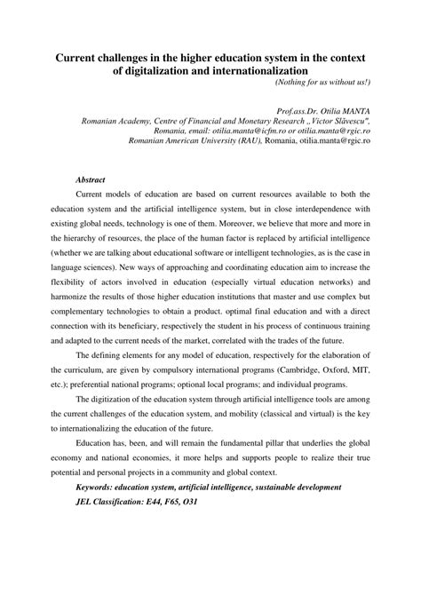 PDF Current Challenges In The Higher Education System In The Context