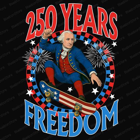 250 Years Freedom Skateboard Png Patriotic George Washington Png 4th