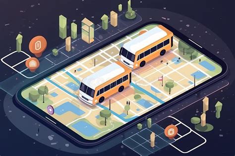 Map Navigator On Smartphone App Transport Bus Generative Ai Stock