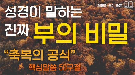 하나님의 재정 원칙 성경이 말하는 부의 이동과 축복 시편 잠언핵심 50구절 L 잠자며 듣는 성경말씀🌙샬롬나잇 성경듣기 말씀 감사기도 4시간🙏 Youtube