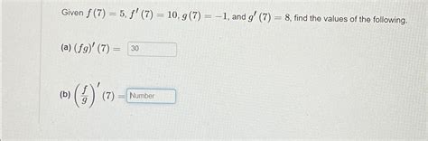 solved given f 7 5 f 7 10 g 7 1 ﻿and g 7 8 ﻿find
