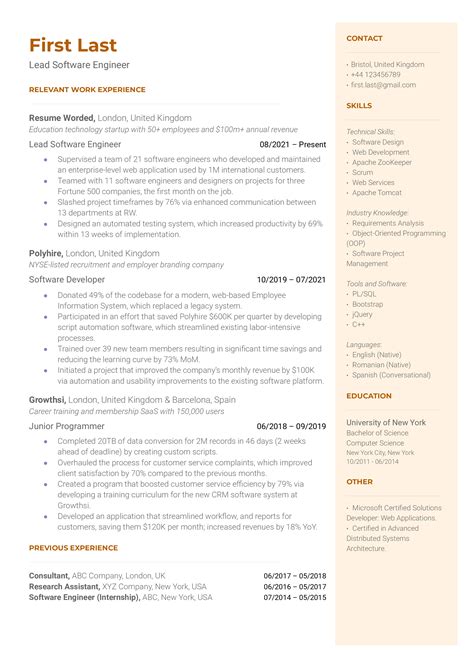 18 Software Engineer Cv Examples For 2025 Resume Worded